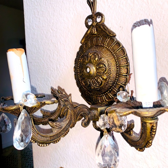 Accents | 196s Brass Sconce W Bows Crystals Made In Spain Set | Poshmark